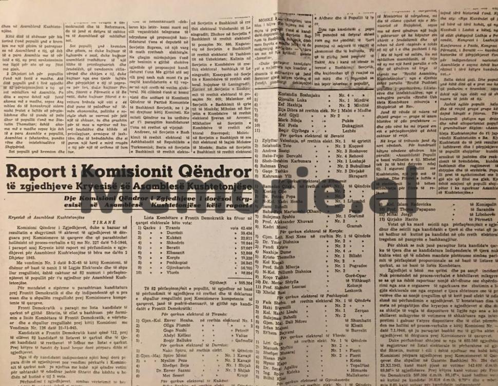 Zgjedhjet e Shqipërisë në 2 dhjetori 1945/ Ja sa vota kundër mori Enver ...