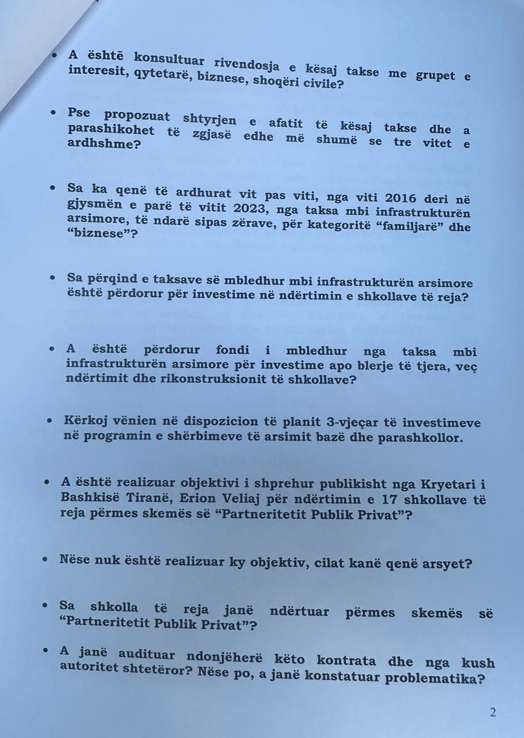 “Ku kanë përfunduar taksat?” – Blushi dorëzon kërkesën me 16 pyetje për ...