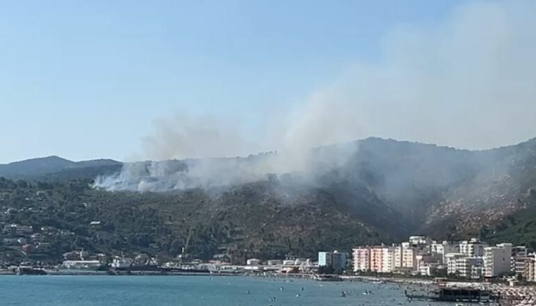 Përfshihet nga flakët mali i Shëngjinit/ Zjarri pranë portit ...