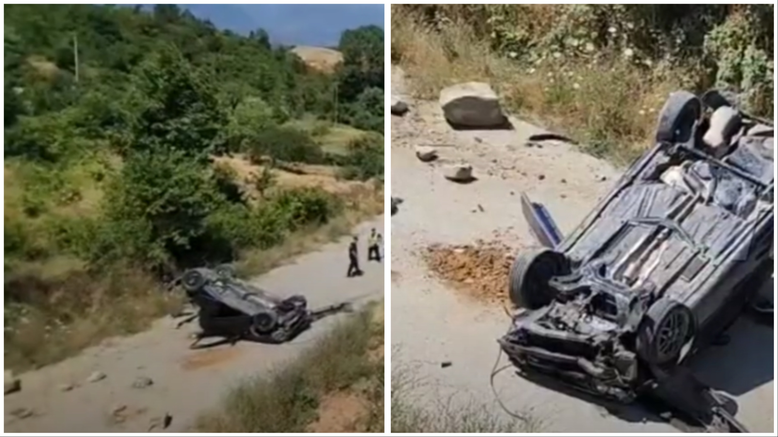 Mjeti ku udhëtonte doli nga rruga dhe ra nga një lartësi disa metra ...