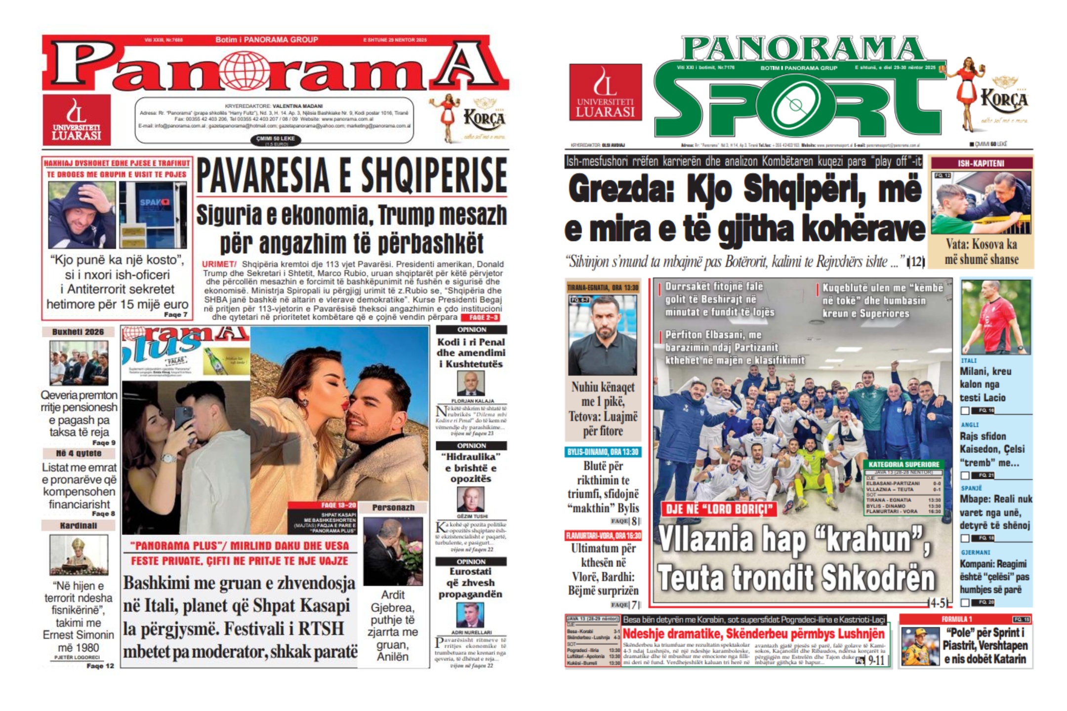 Read the front page of the newspaper "Panorama" and "Panorama Sport"
