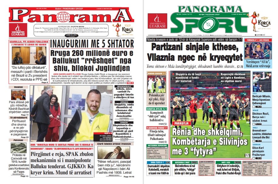 Read the front page of the newspaper "Panorama" and "Panorama Sport"