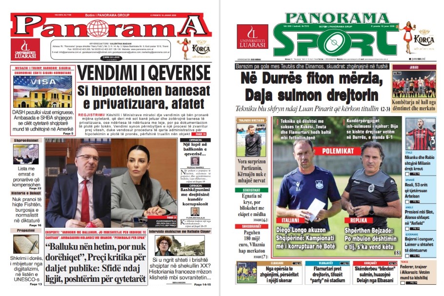 Read the front page of the newspaper "Panorama" and "Panorama Sport"