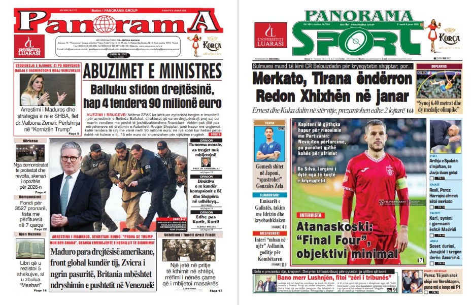 Read the front page of the newspaper "Panorama" and "Panorama Sport"